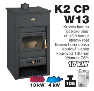 Krbová kamna Prity K2 CP W13 - GAS.cz